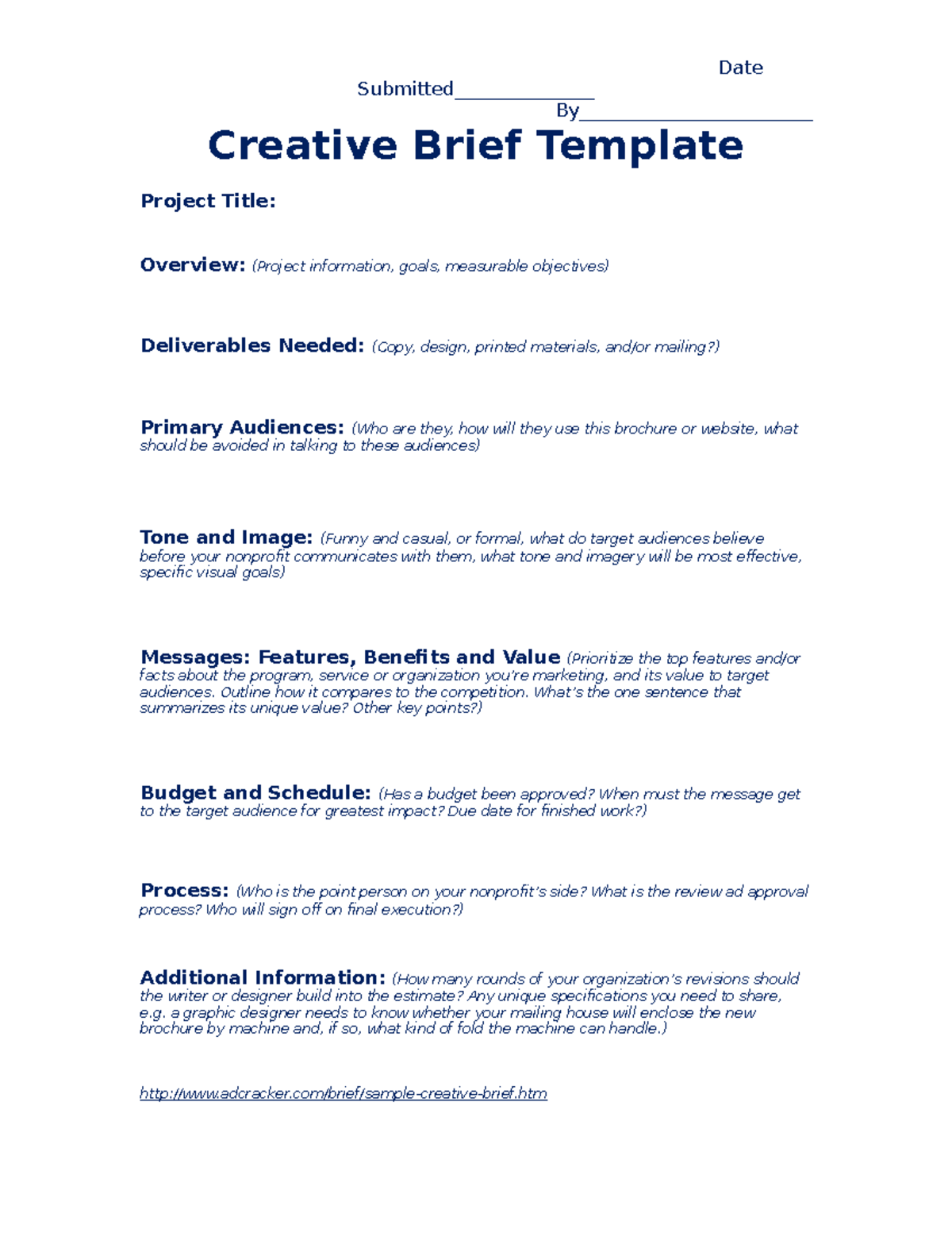Creative Brieff Template - Date Submitted_______________ By ...
