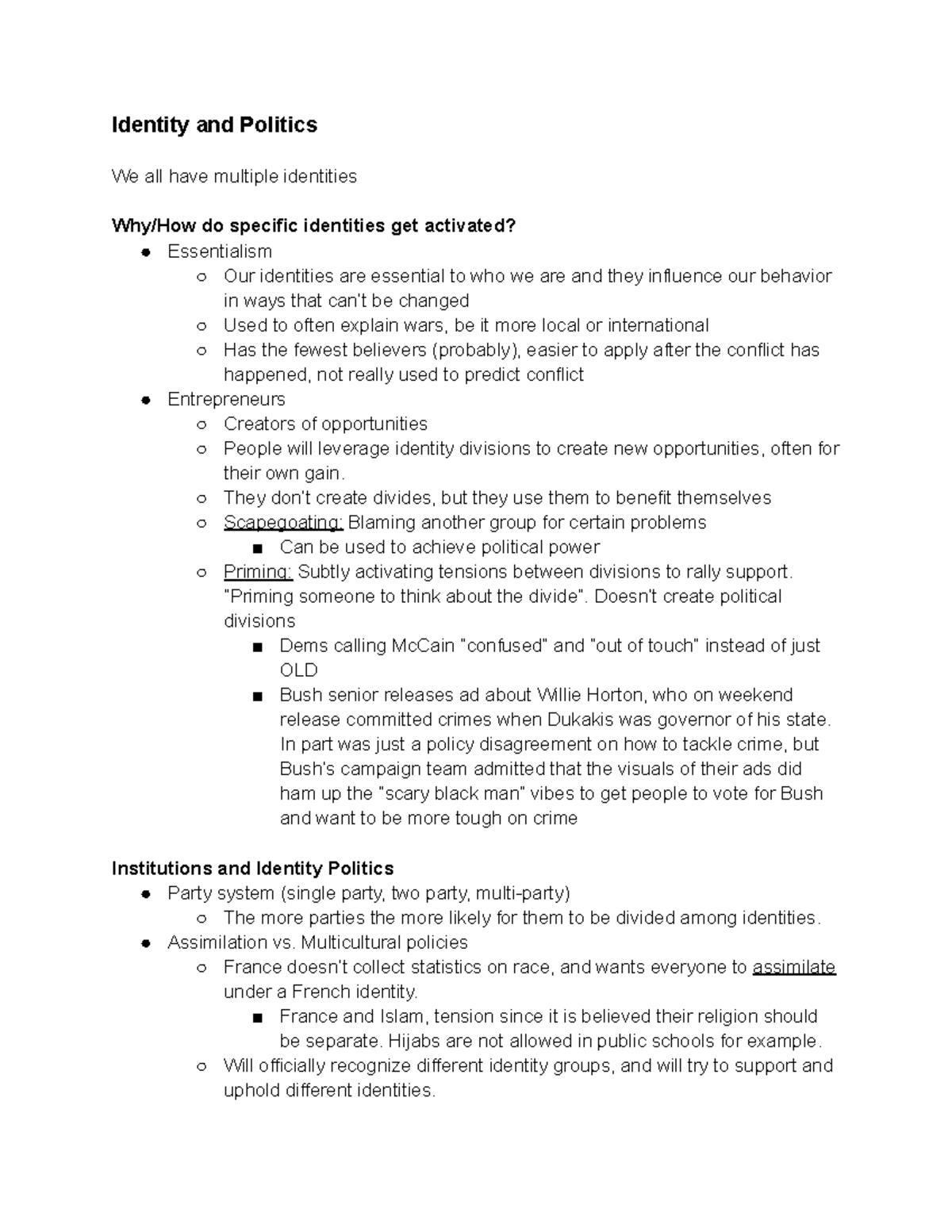 Comparative Politics - Identity and Politics - Identity and Politics We ...