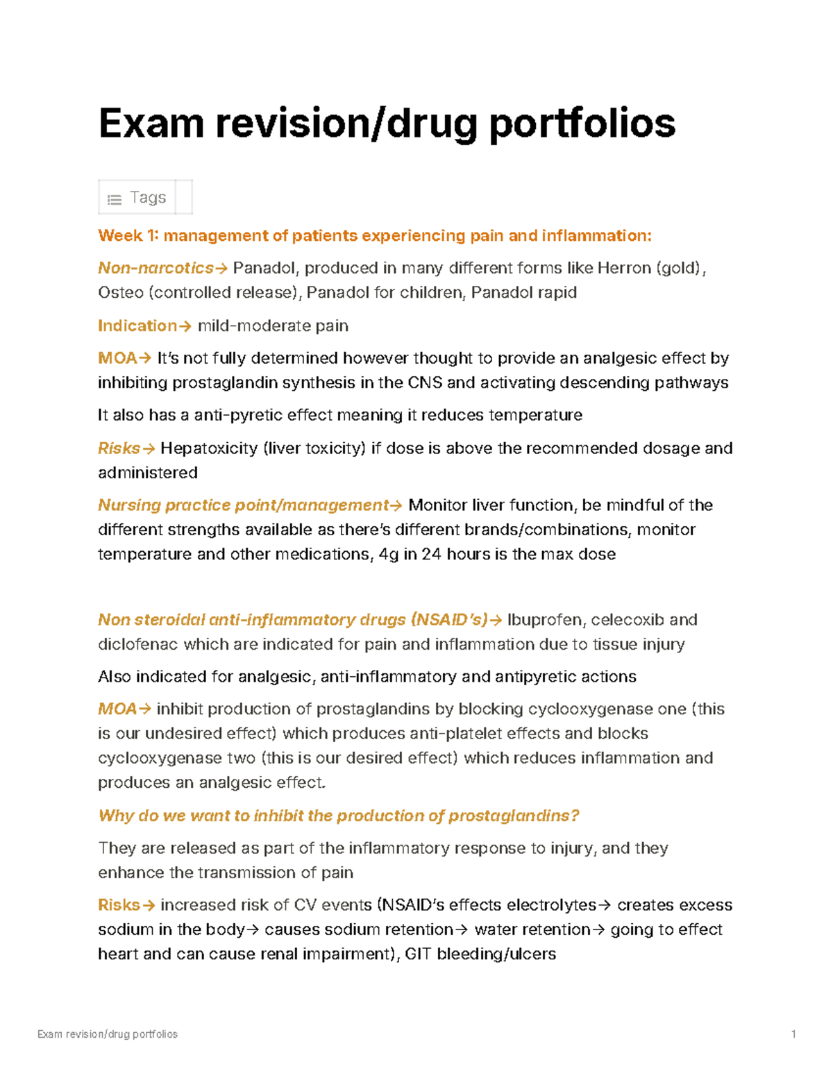 Drug portfolio for hnn215 - Exam revision/drug portfolios Tags Week 1 ...