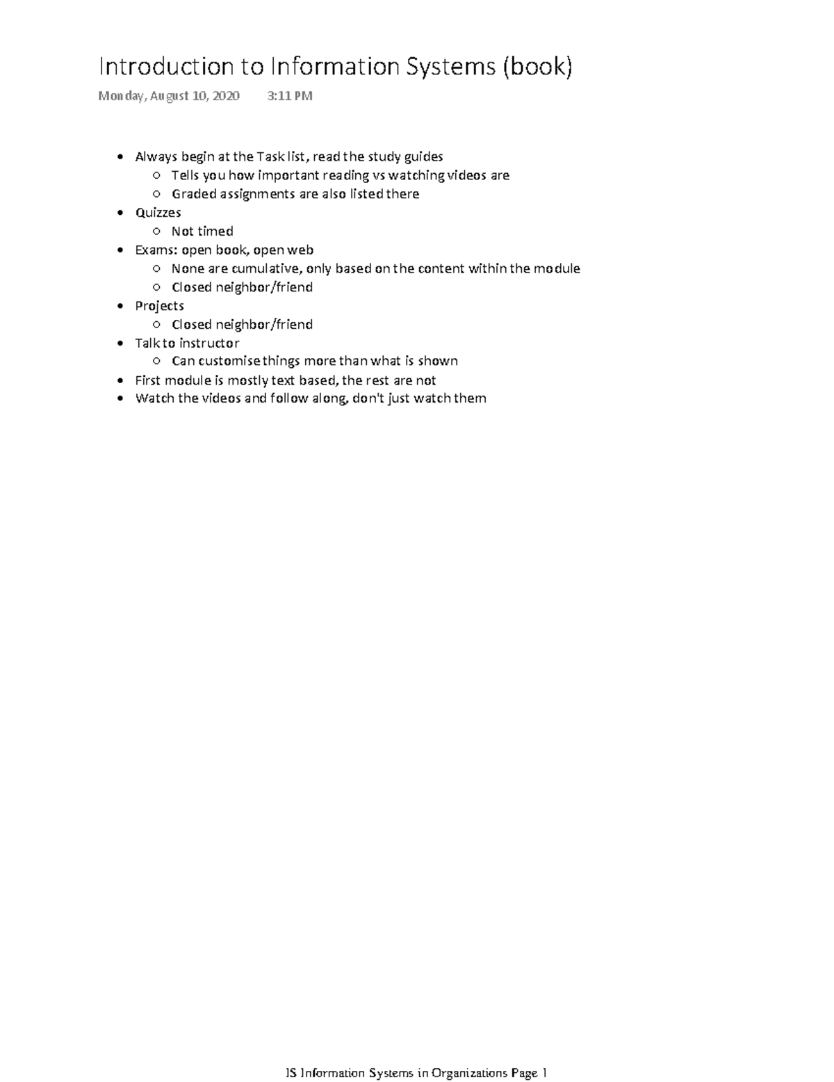 IS201 - Prof: Gaskin, James Eric - Always begin at the Task list, read ...