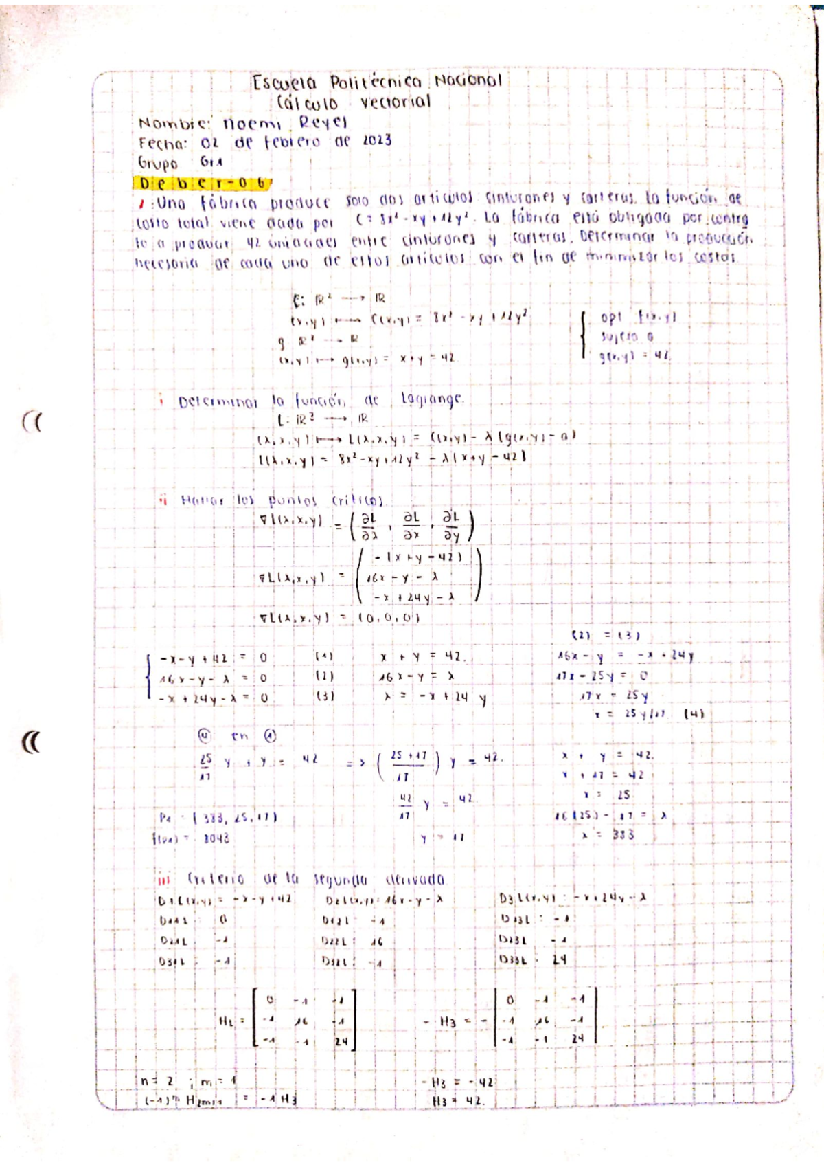 Deber 6 calculo vectorial - Cálculo Vectorial - Studocu