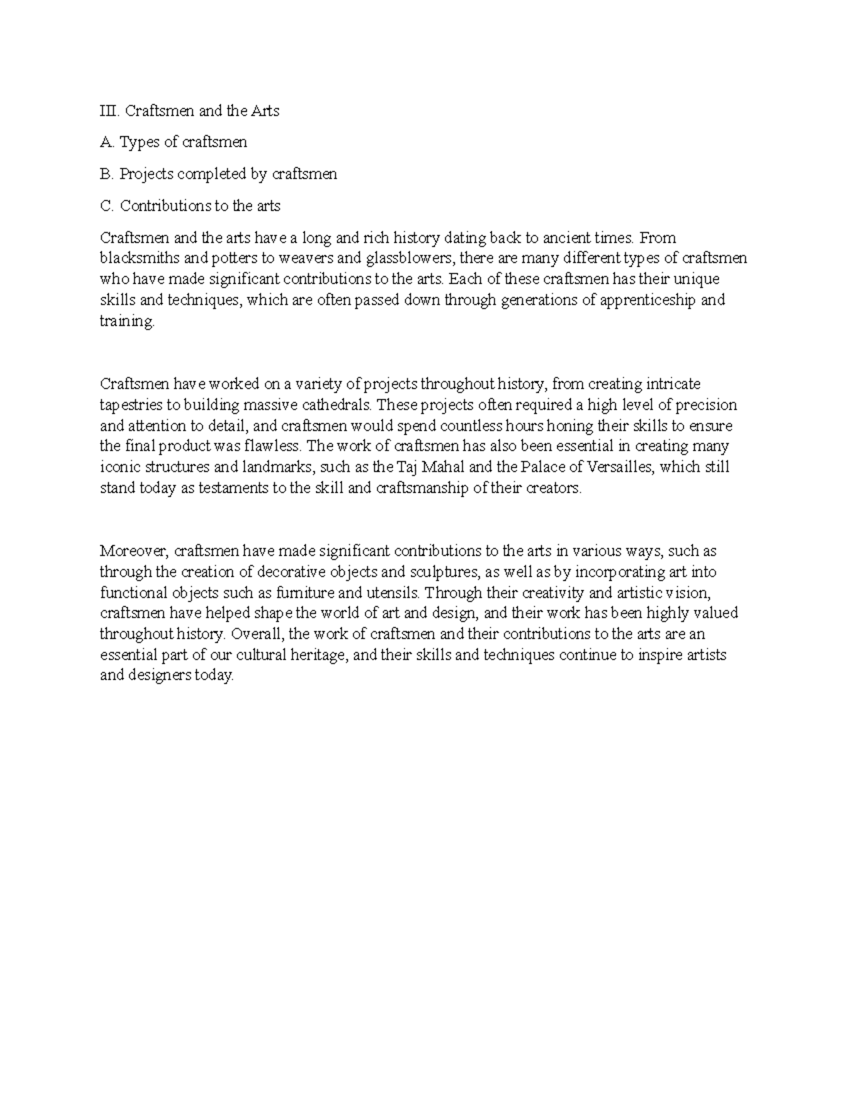 Craftsman Renaissance Florence 3 - III. Craftsmen and the Arts A. Types ...