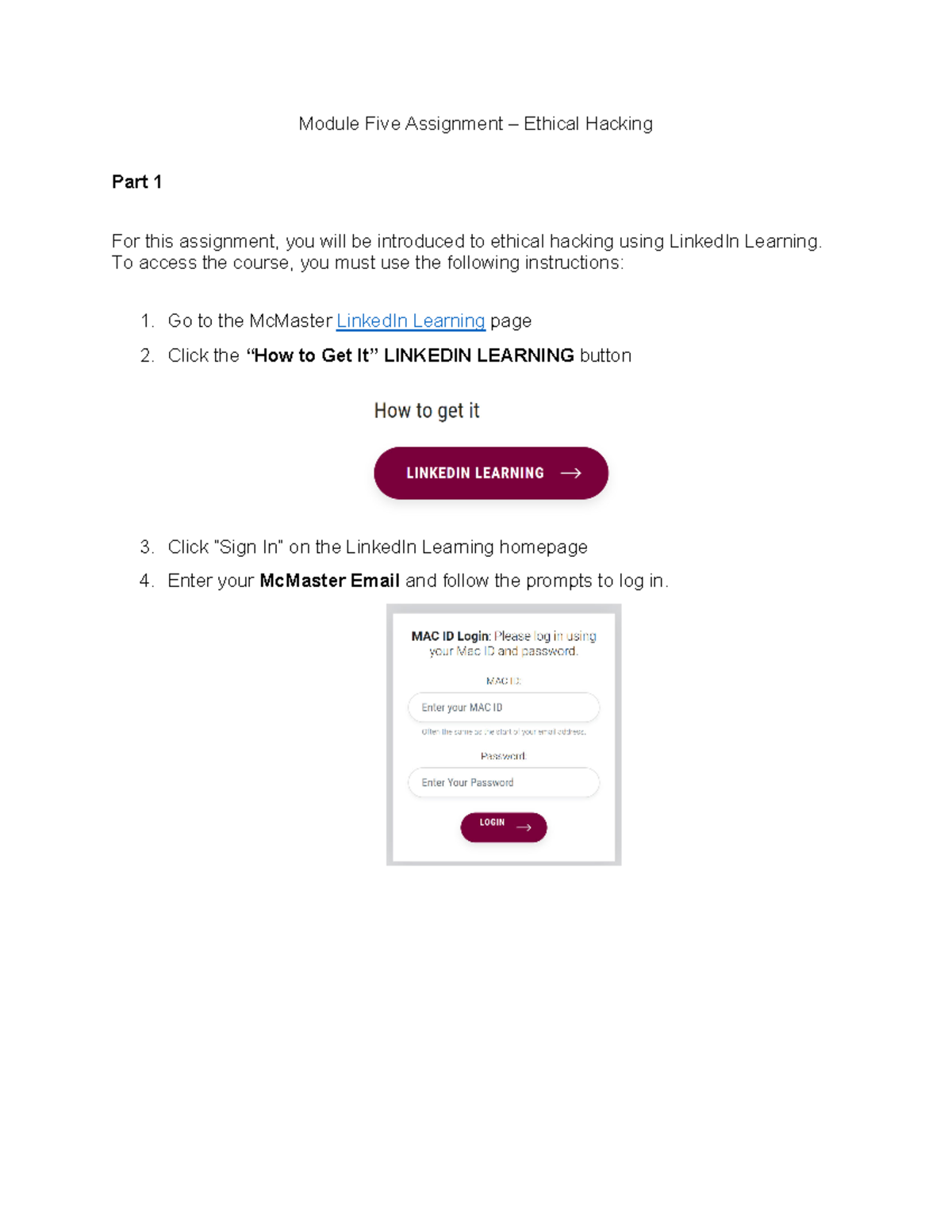 Module Five Assignment - 305 - To access the course, you must use the ...