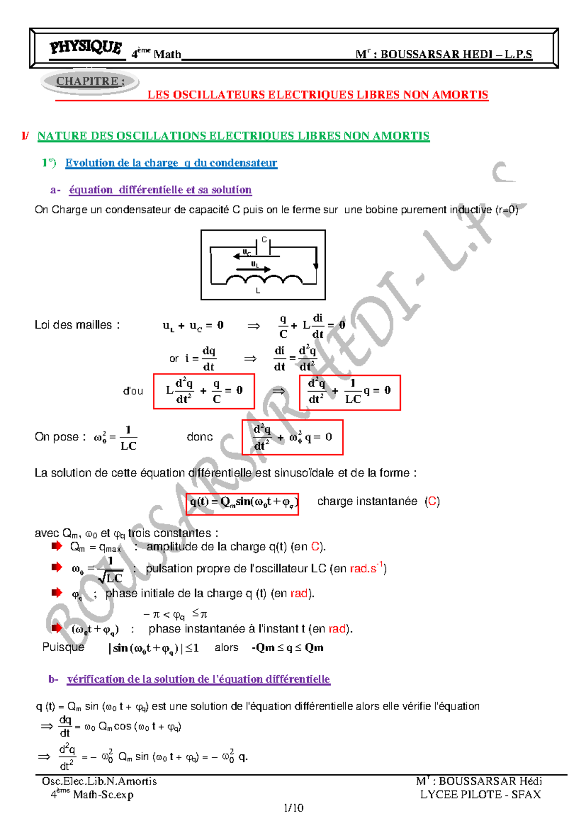 Osc.Ele.Lib - Lecture notes - Osc.Elec.Lib.N M r : BOUSSARSAR Hédi 4 ...