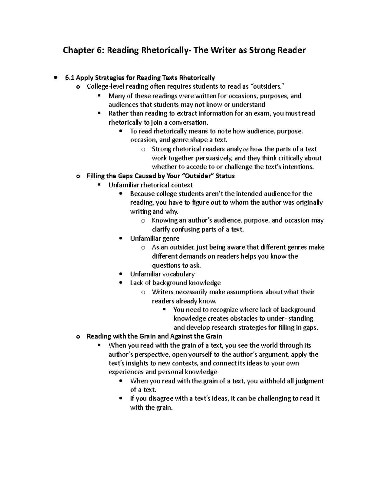 Chapter 6 English - Chapter 6: Reading Rhetorically- The Writer as ...
