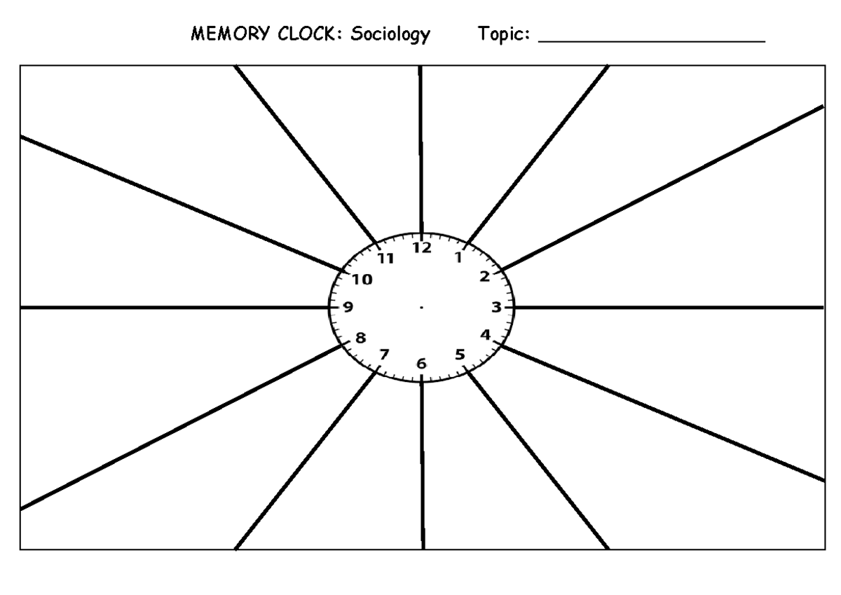 Memory Clock Sheet (Blank) - MEMORY CLOCK: Sociology Topic ...