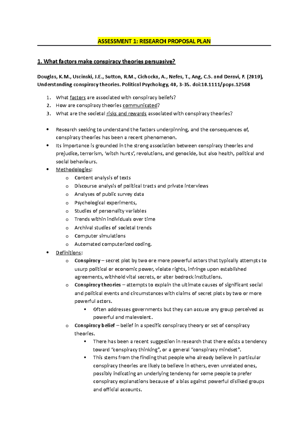 Assessment 2 - Research Proposal Plan - Notes - ASSESSMENT 1: RESEARCH ...