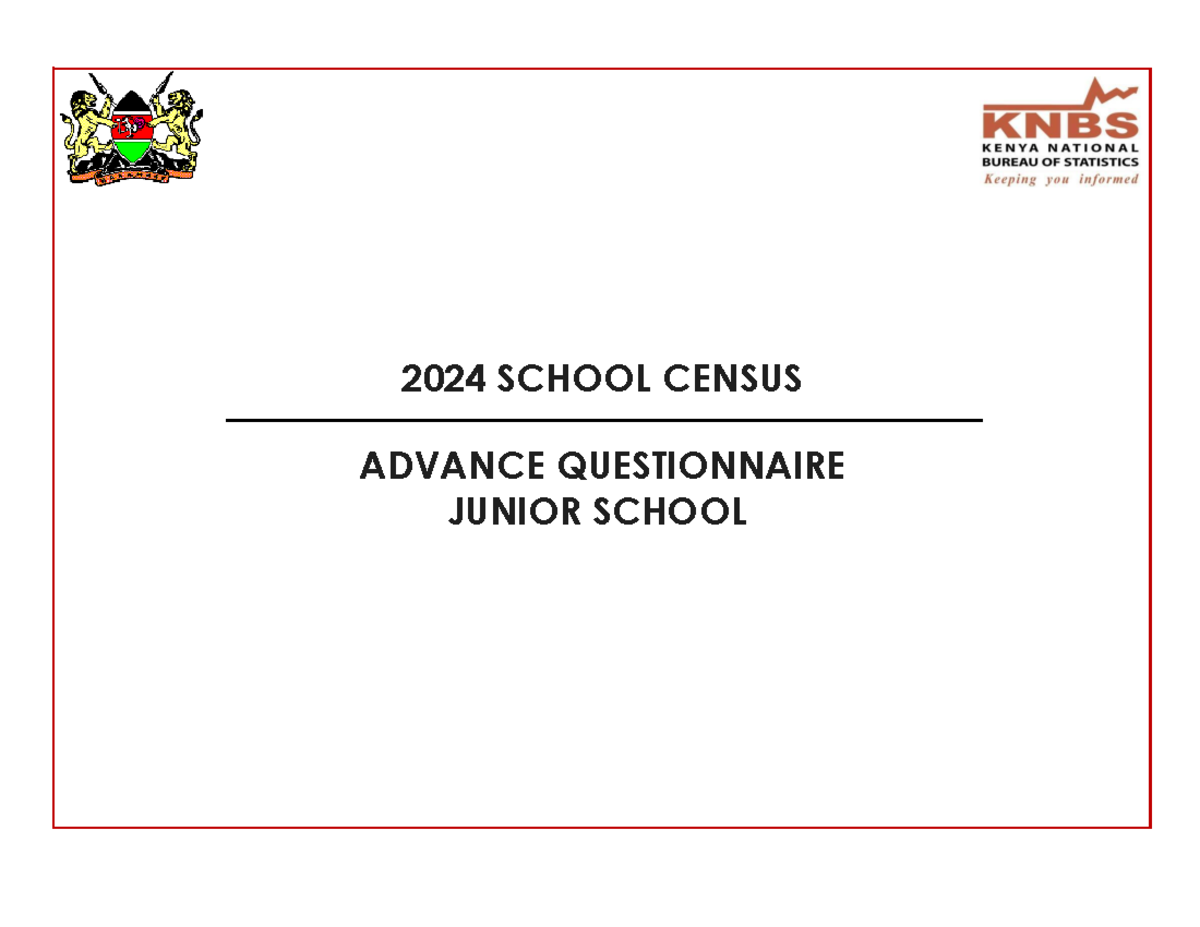 Advance Junior School Questionnaire 08 - 2024 SCHOOL CENSUS ADVANCE ...