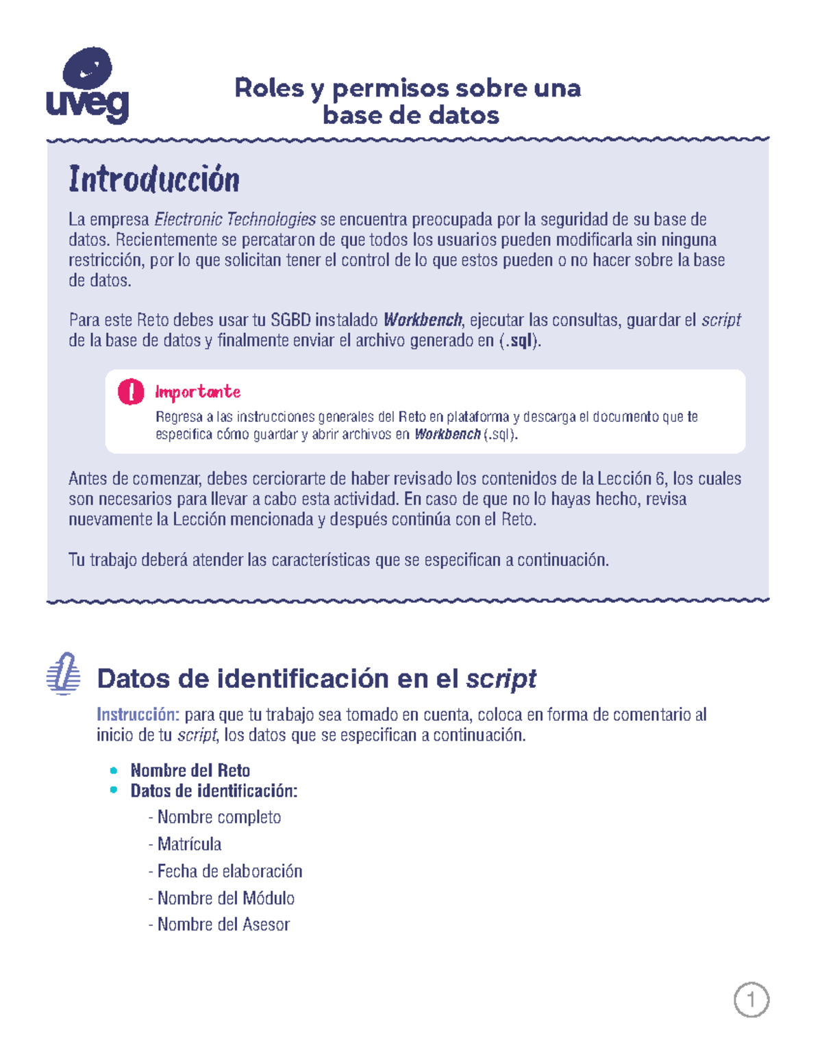 Instructivo Reto roles y permisos sobre una base de datos - Nombre del ...