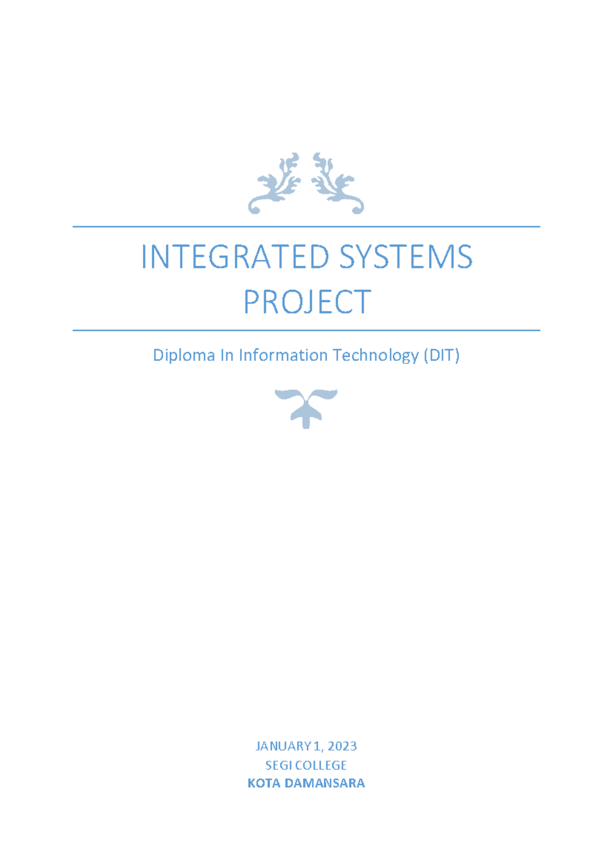 Handbook - 2023 - GOOD - INTEGRATED SYSTEMS PROJECT Diploma In ...