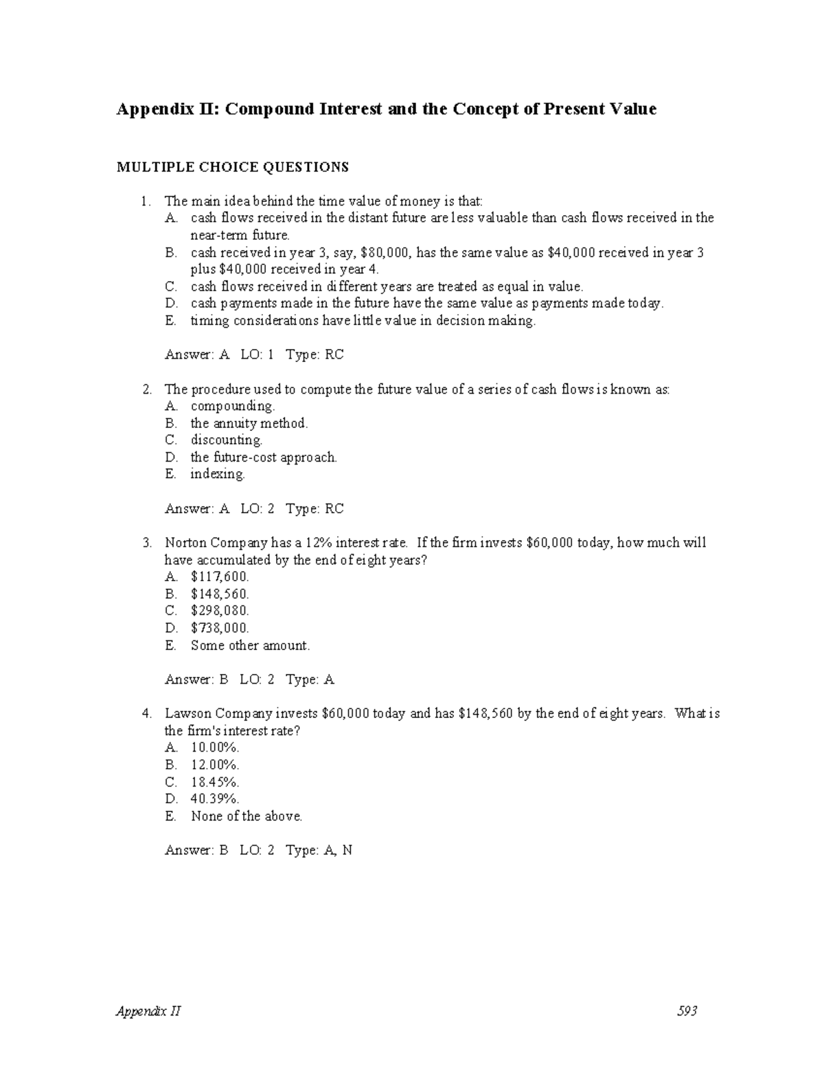 Compound Interest and Concept of Present Value - Appendix II: Compound ...