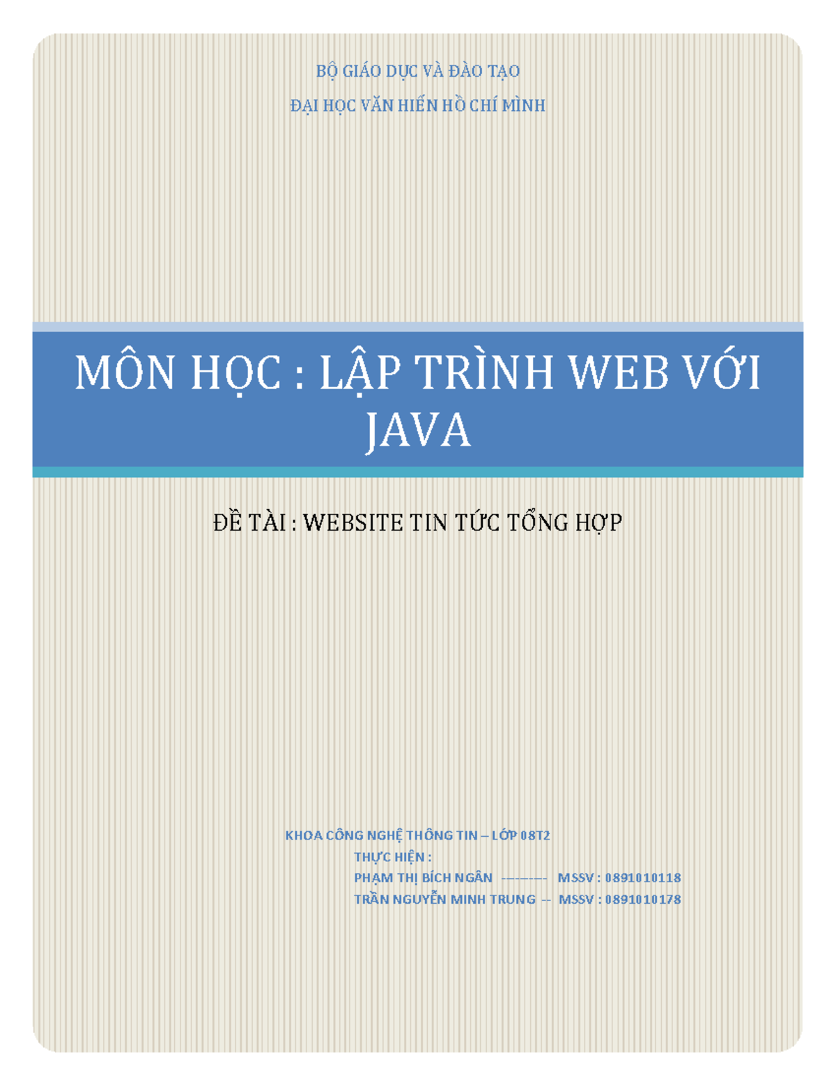 Baocao - woa - BỘ GIÁO DỤC VÀ ĐÀO TẠO ĐẠI HỌC VĂN HIẾN HỒ CHÍ MÌNH MÔN HỌC : LẬP TRÌNH WEB VỚI ...