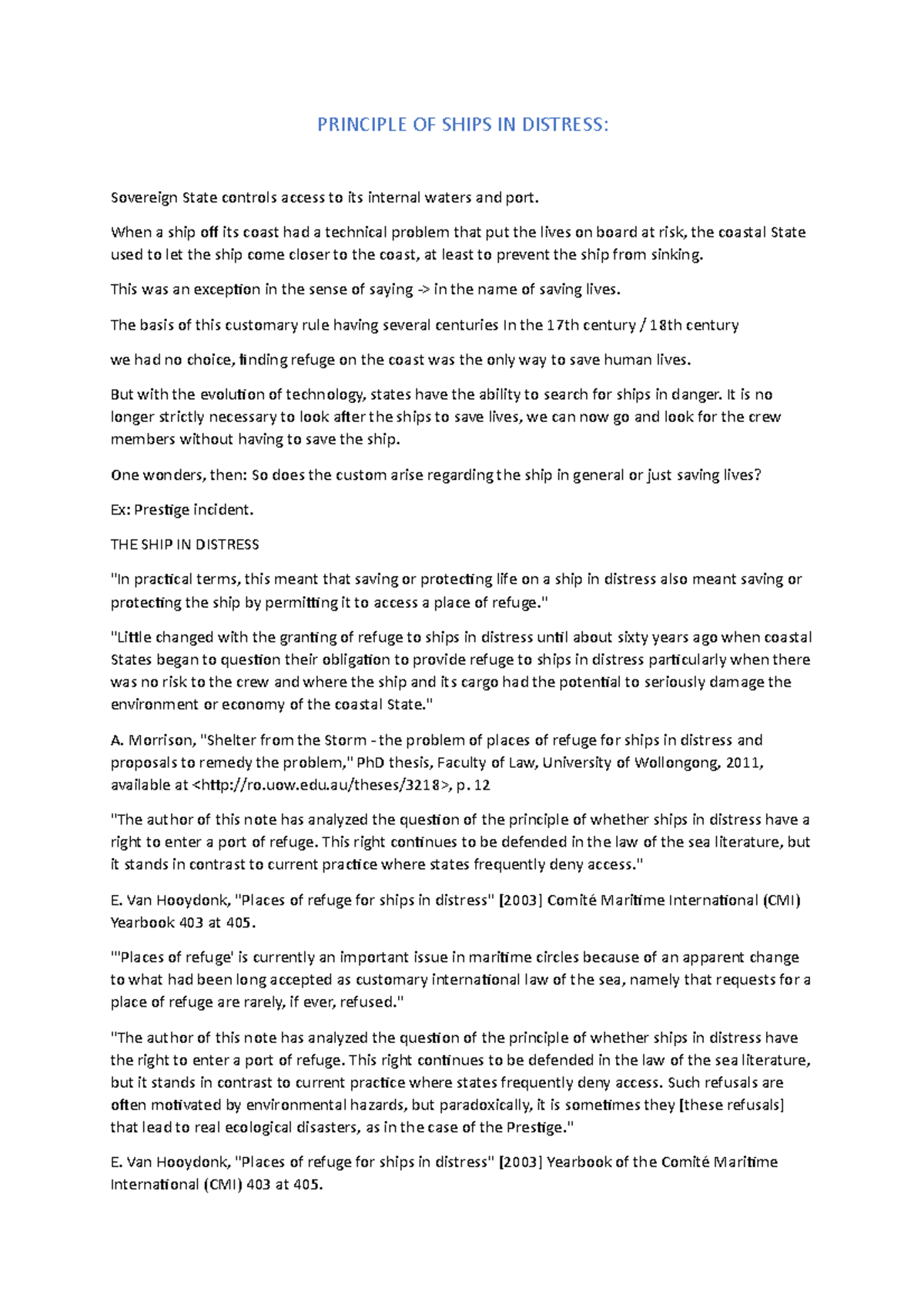 Principle OF Ships IN Distress - PRINCIPLE OF SHIPS IN DISTRESS ...