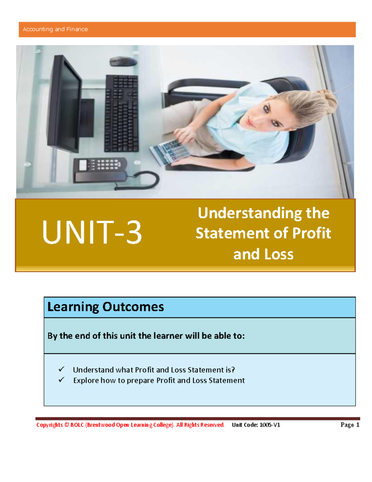 1657037630 Unit 3 1005-V1 Understanding Statement of Profit and Loss ...