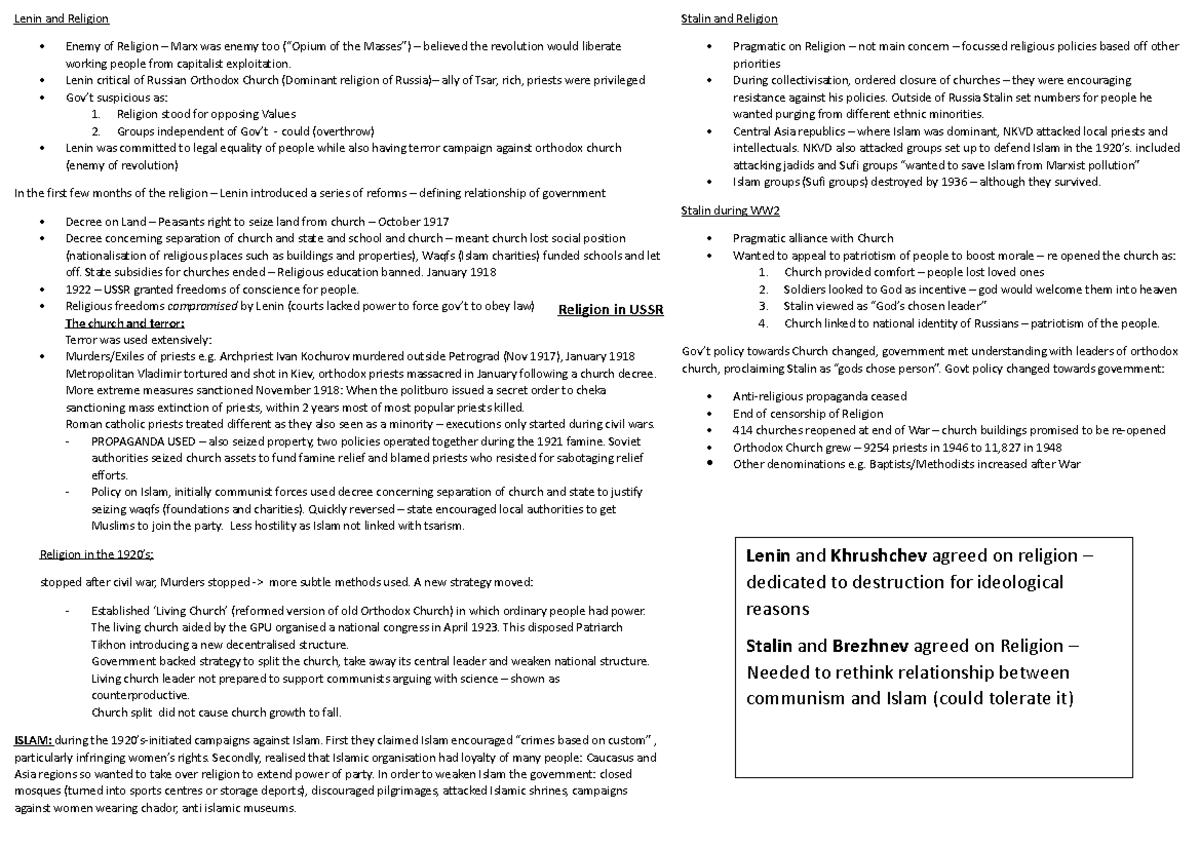 Russia Course - Religion in USSR - Stalin and Religion Pragmatic on ...