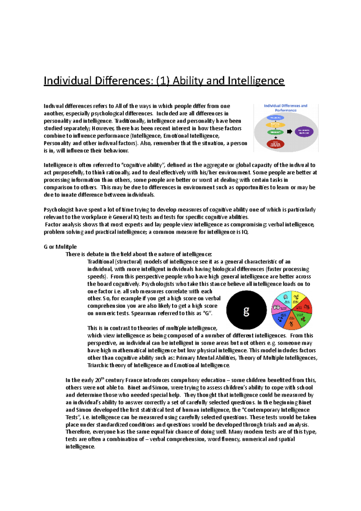 5 - Individual Differences, Ability and Intelligence - Individual ...