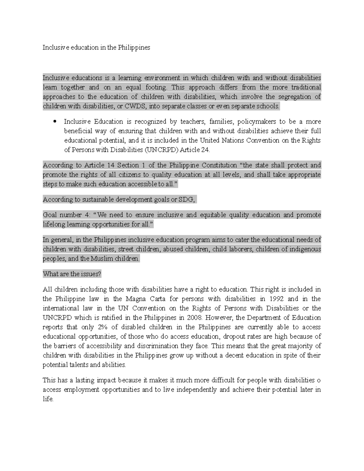 Inclusive education in the Philippines - Inclusive education in the ...