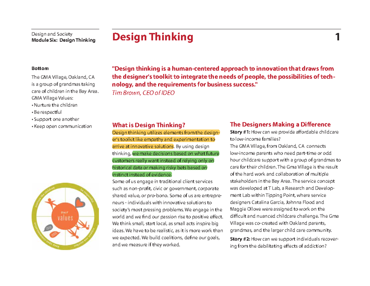 Module 6: Design Thinking - Module Six: Design Thinking Bottom The GMA ...