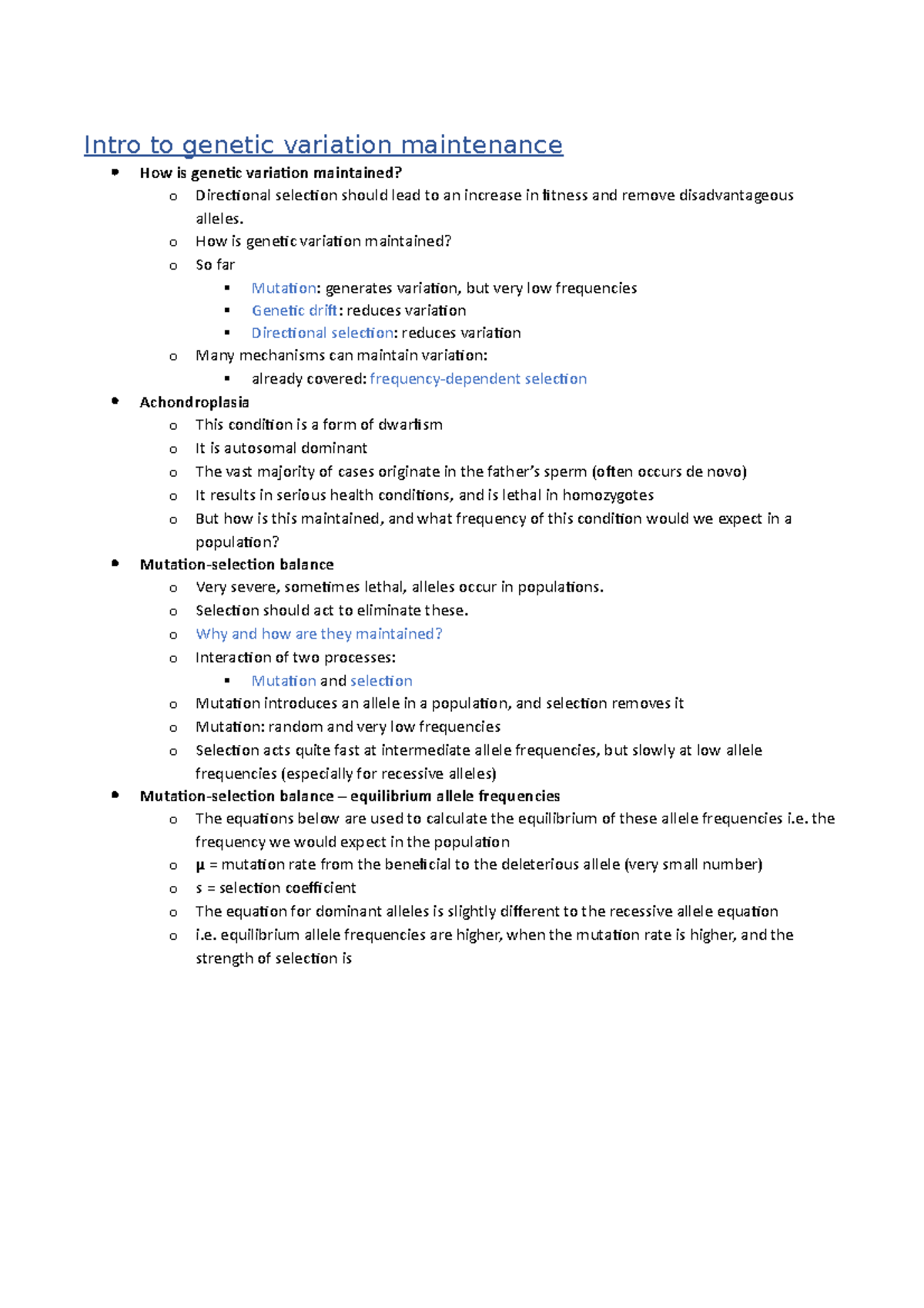 Maintenance of genetic variation - Intro to genetic variation ...