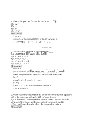 Linear algebra mcqs-1 - Study material as mcqs - Studocu