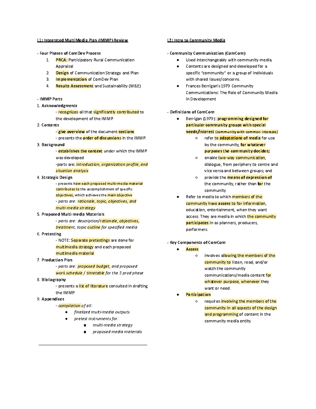 136Lec Reviewer - About the whole semester - L1: Integrated MultiMedia ...