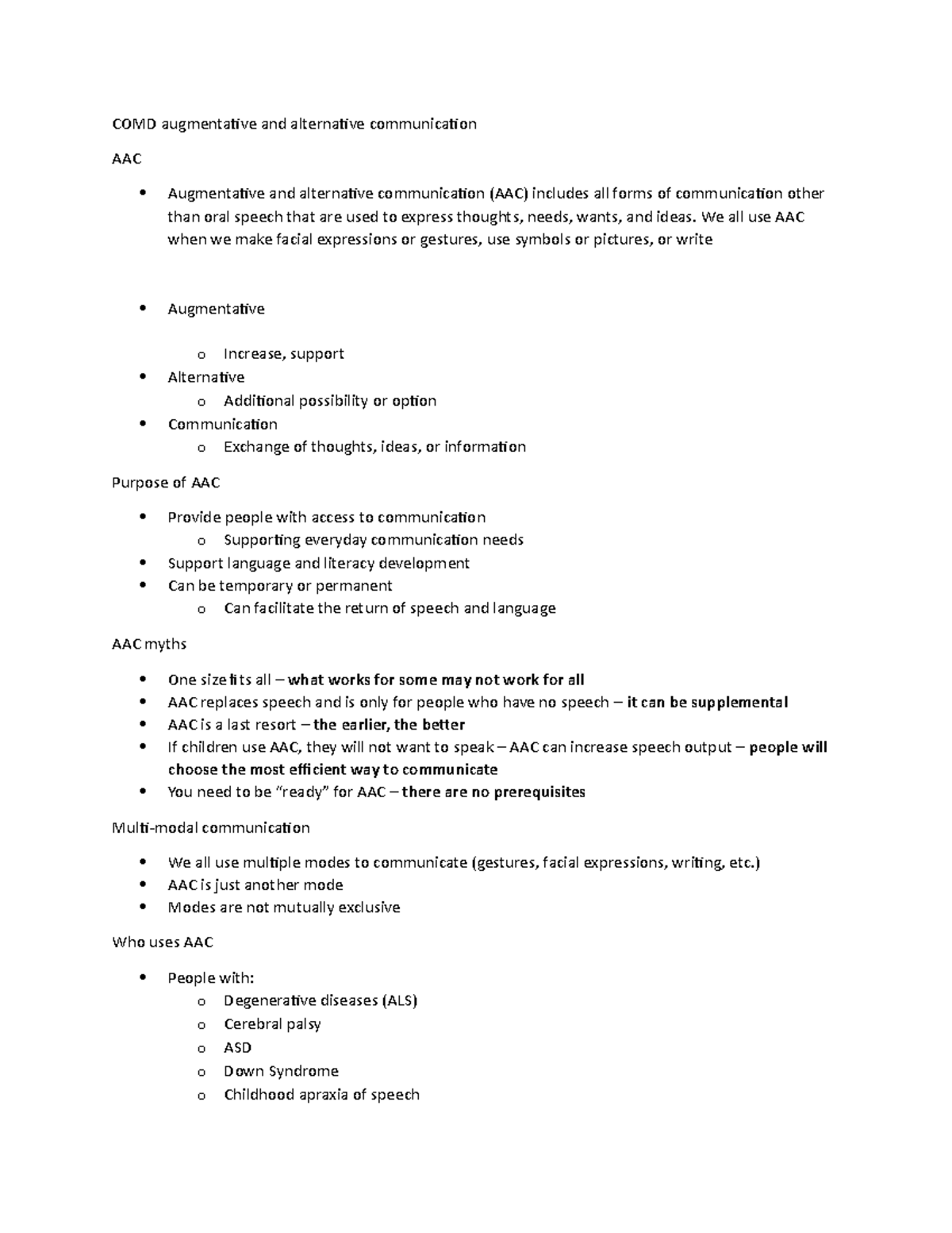 COMD augmentative - We all use AAC when we make facial expressions or ...