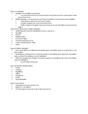 Political Science Notes - Political Science Notes READINGS CHP 2+3 ...