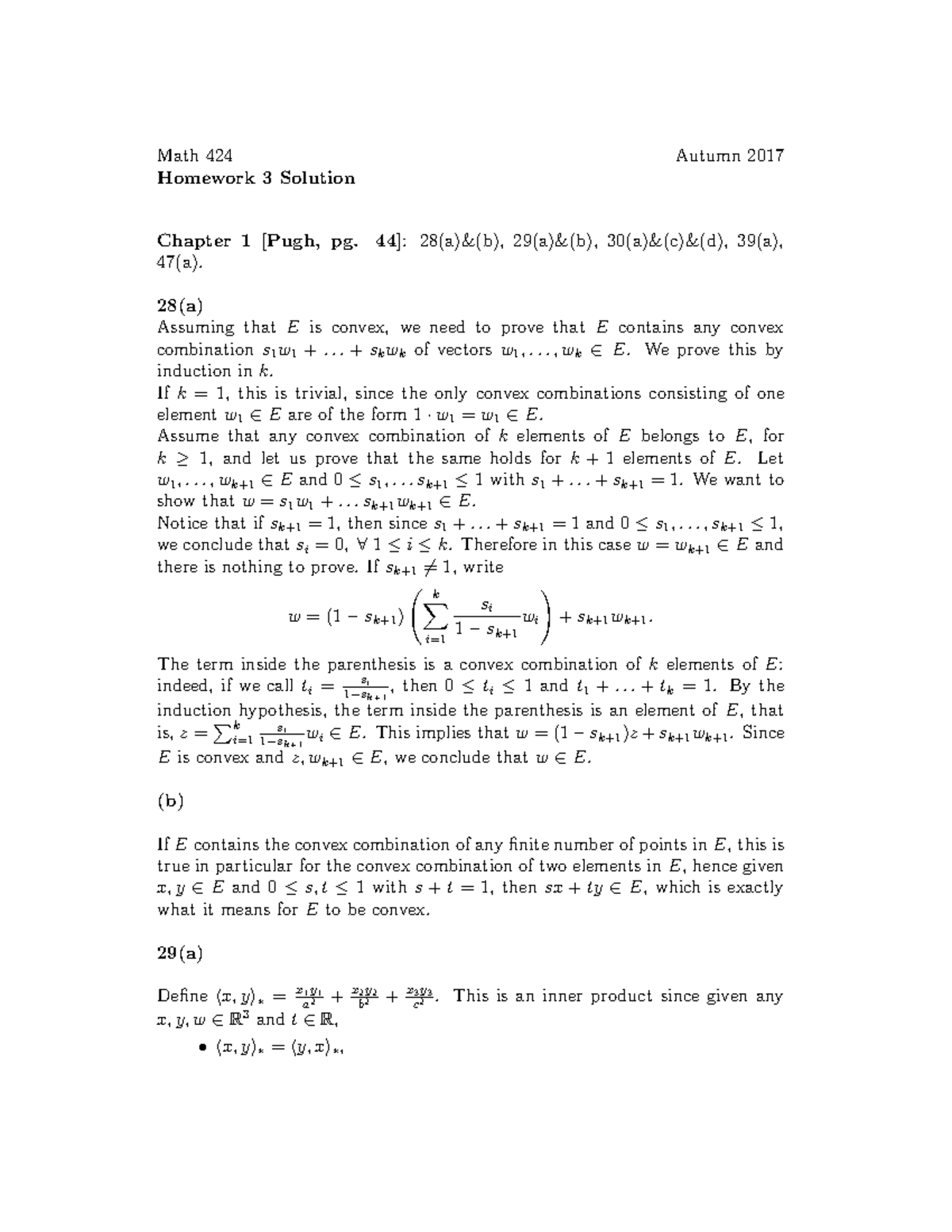 HW3 solution - Math 424 Autumn 2017 Homework 3 Solution Chapter 1 [Pugh, pg. 44]: 28(a)&(b ...