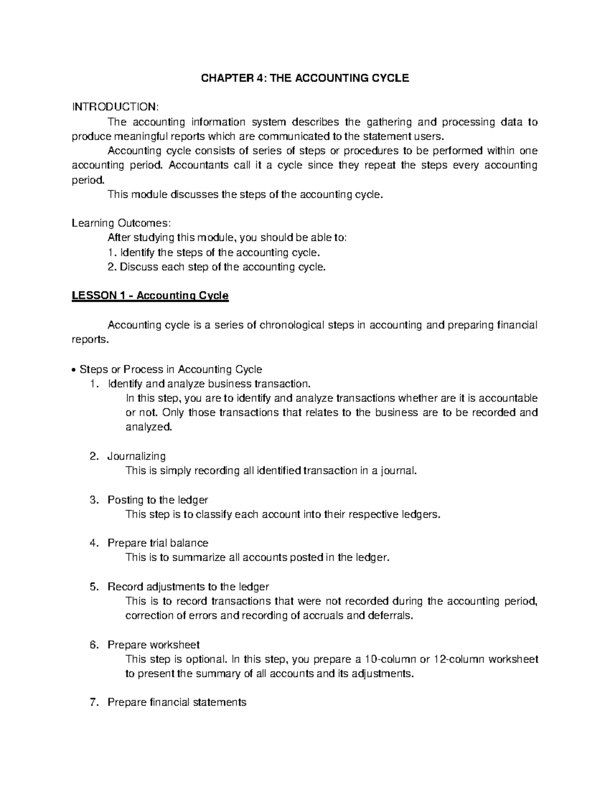 Practice materials for accounting students - CHAPTER 4: THE ACCOUNTING ...