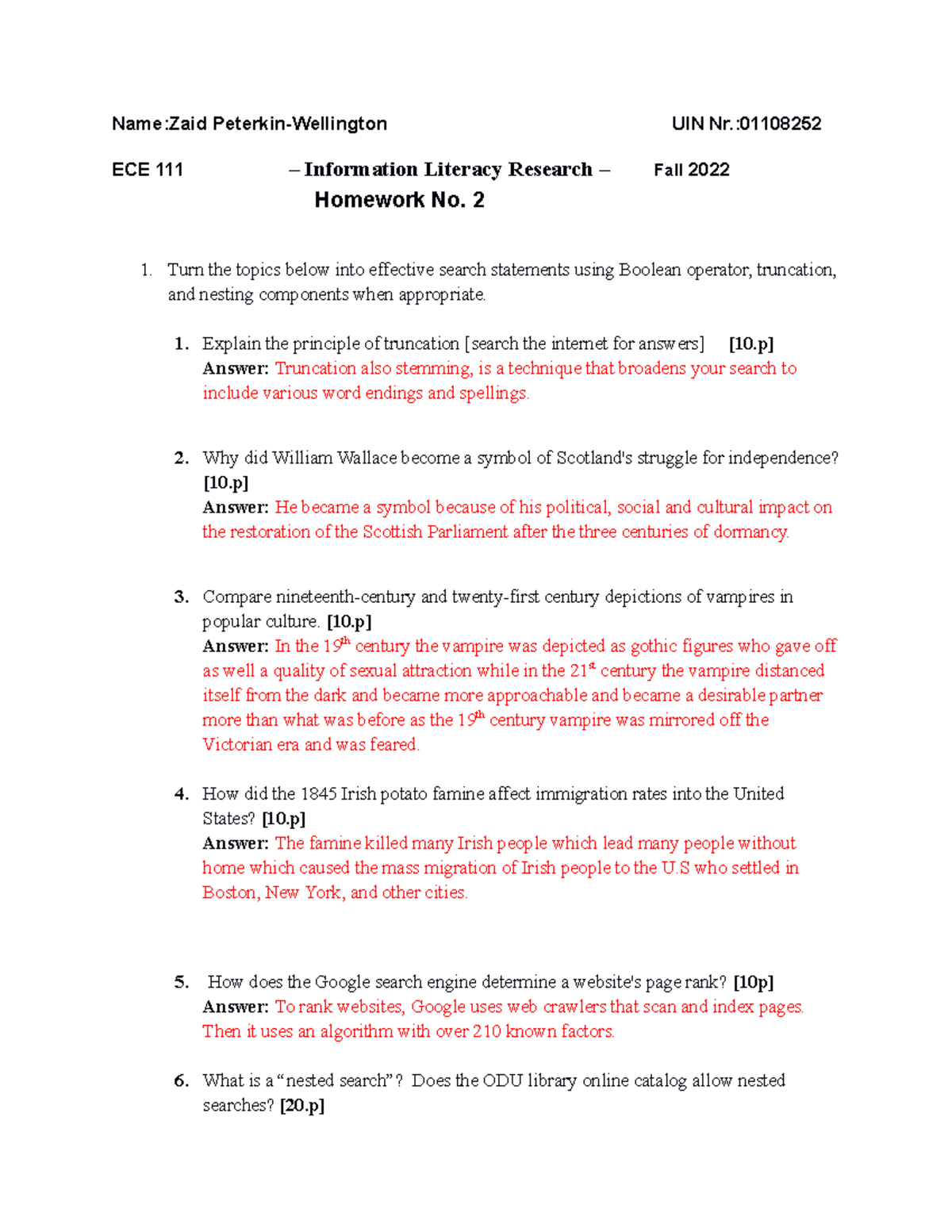 Homework 2 - Boolean operator, truncation, and nesting - Name:Zaid ...