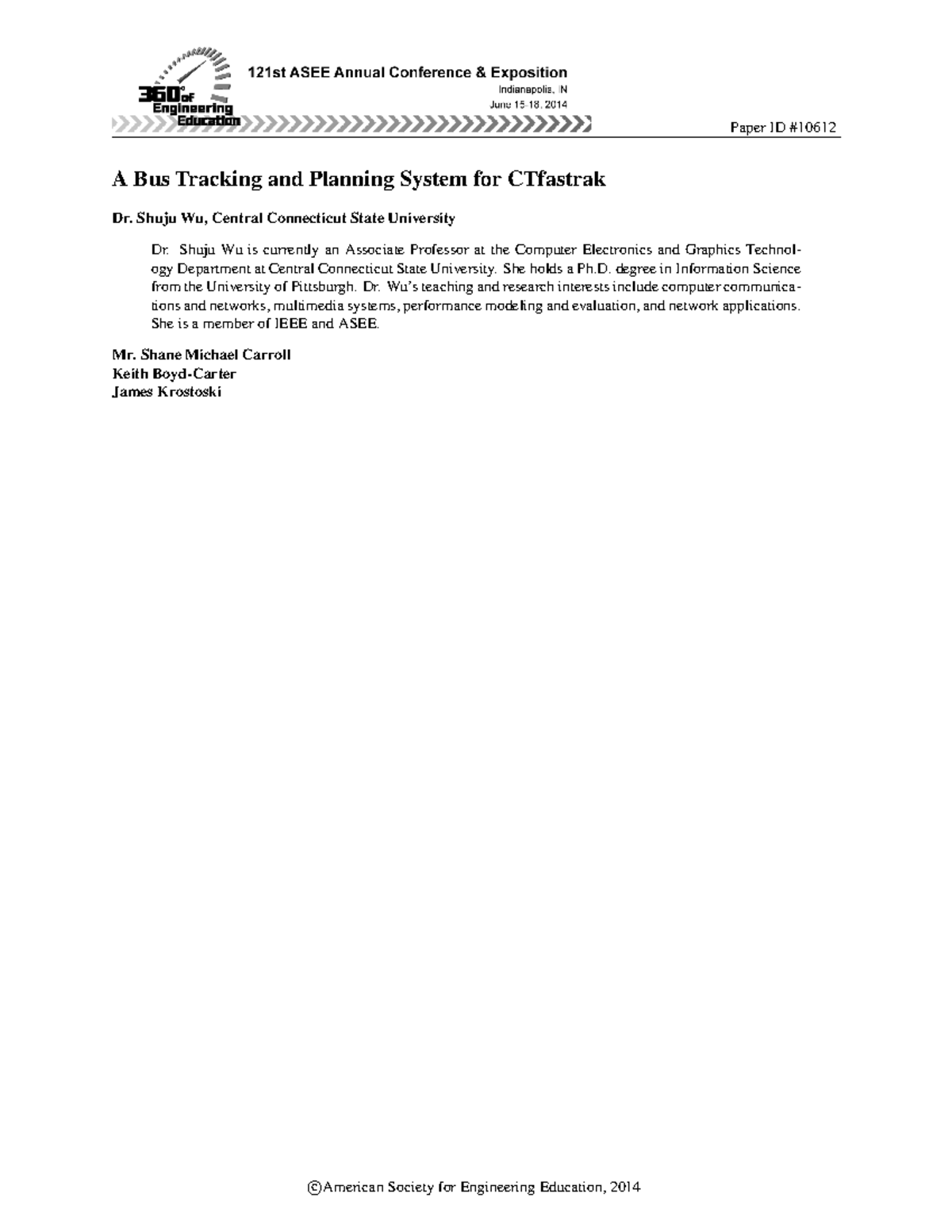 Asee14 ctfastrack final - Paper ID # A Bus Tracking and Planning System ...