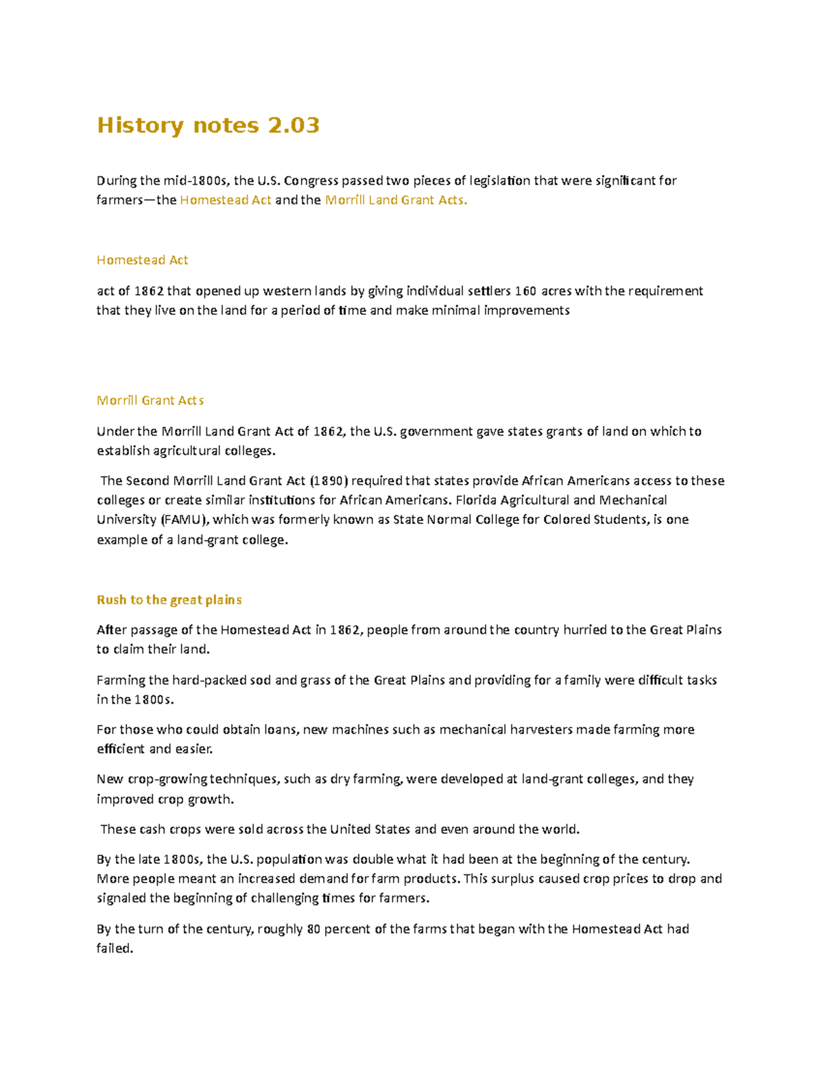 History notes 2.03 - History notes 2. During the mid-1800s, the U ...
