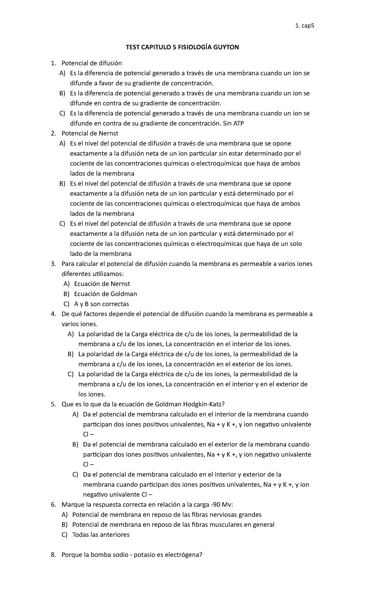 TEST CAP5 Guyton Modificado para leer y practicar - Fisiologia humana ...