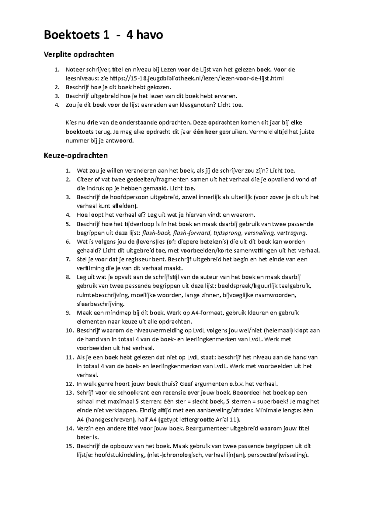 Boektoets 1 4 havo - boek - Boektoets 1 - 4 havo Verplite opdrachten ...