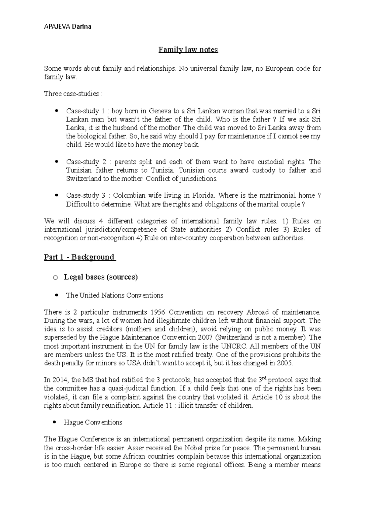 Family law notes - Family law notes Some words about family and ...