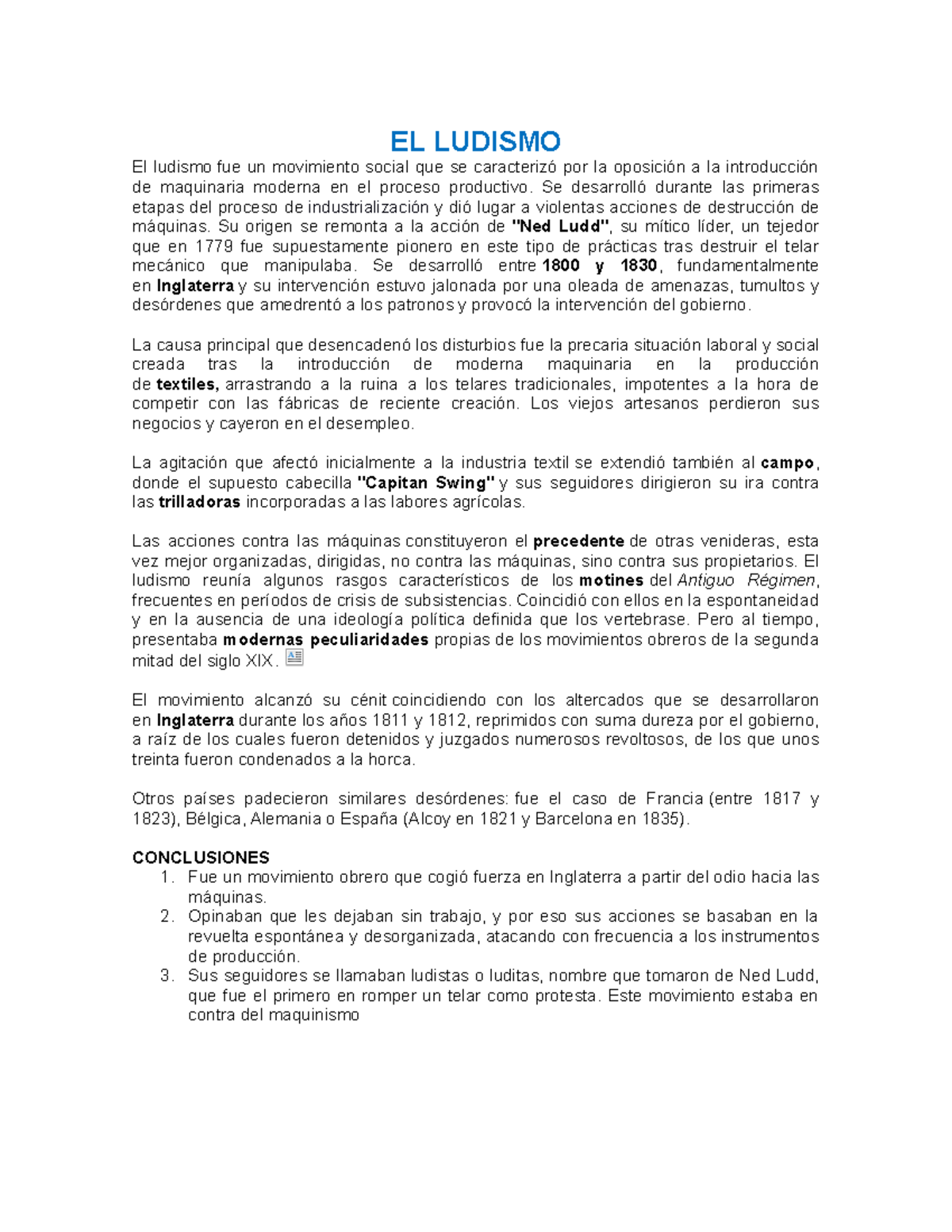 EL Ludismo y Cartismo - EL LUDISMO El ludismo fue un movimiento social ...