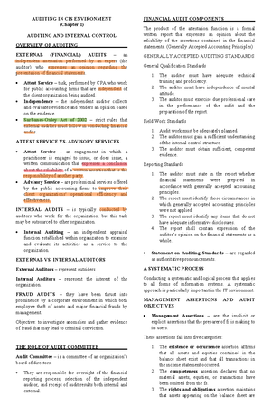 AUDCIS REV MATERIAL - CHAPTER 4: AUDITING DATABASE SYSTEMS The focus of this chapter is on - Studocu