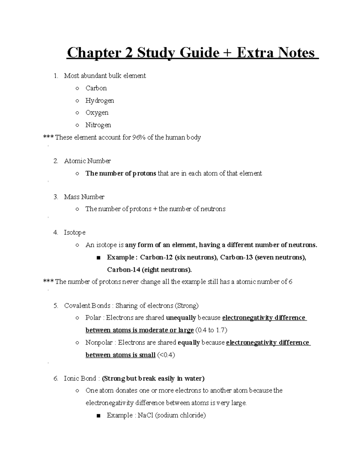 Chapter 2 Study Guide - Chapter 2 Study Guide + Extra Notes Most ...