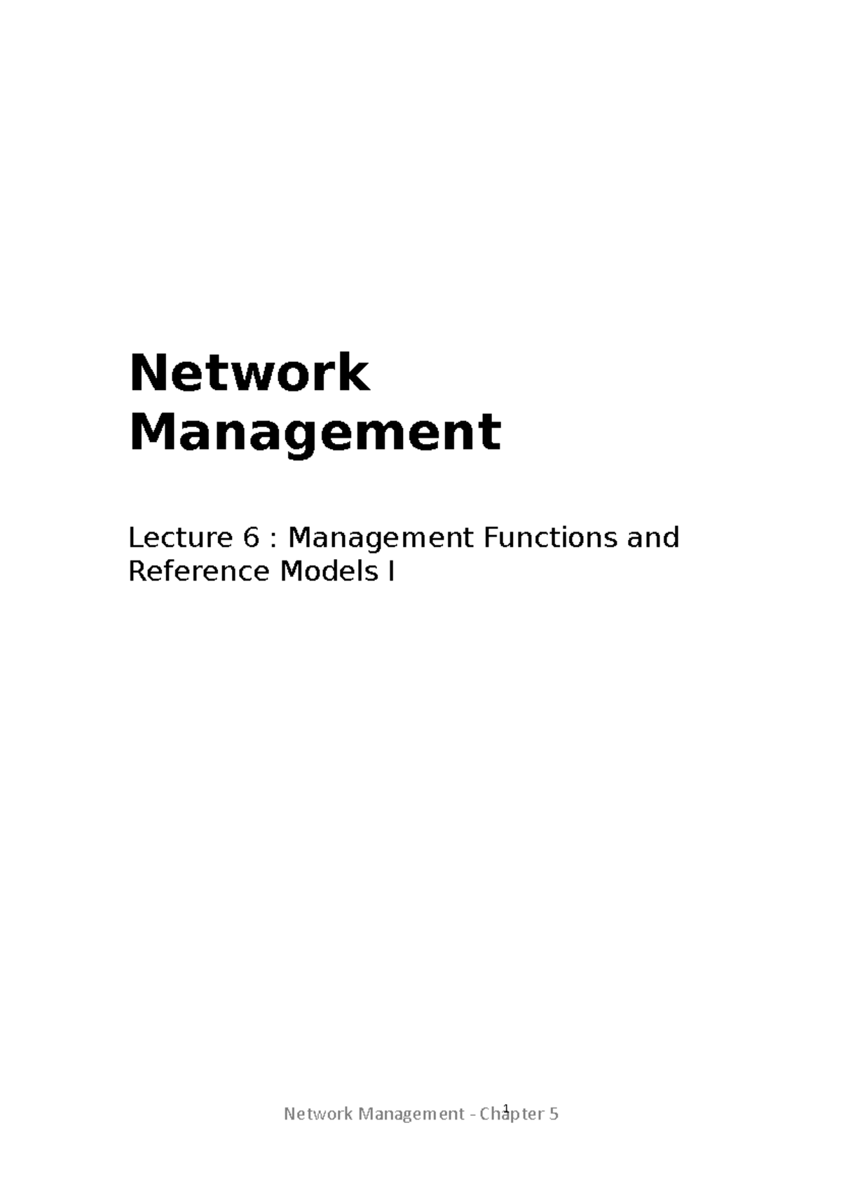 Network Management Ch5 - Lecture 1 - Network Management Lecture 6 ...