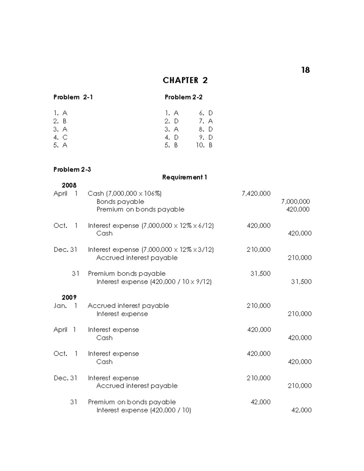 Chapter 02 to 03 - Financial Accounting and Reporting Answer key ...