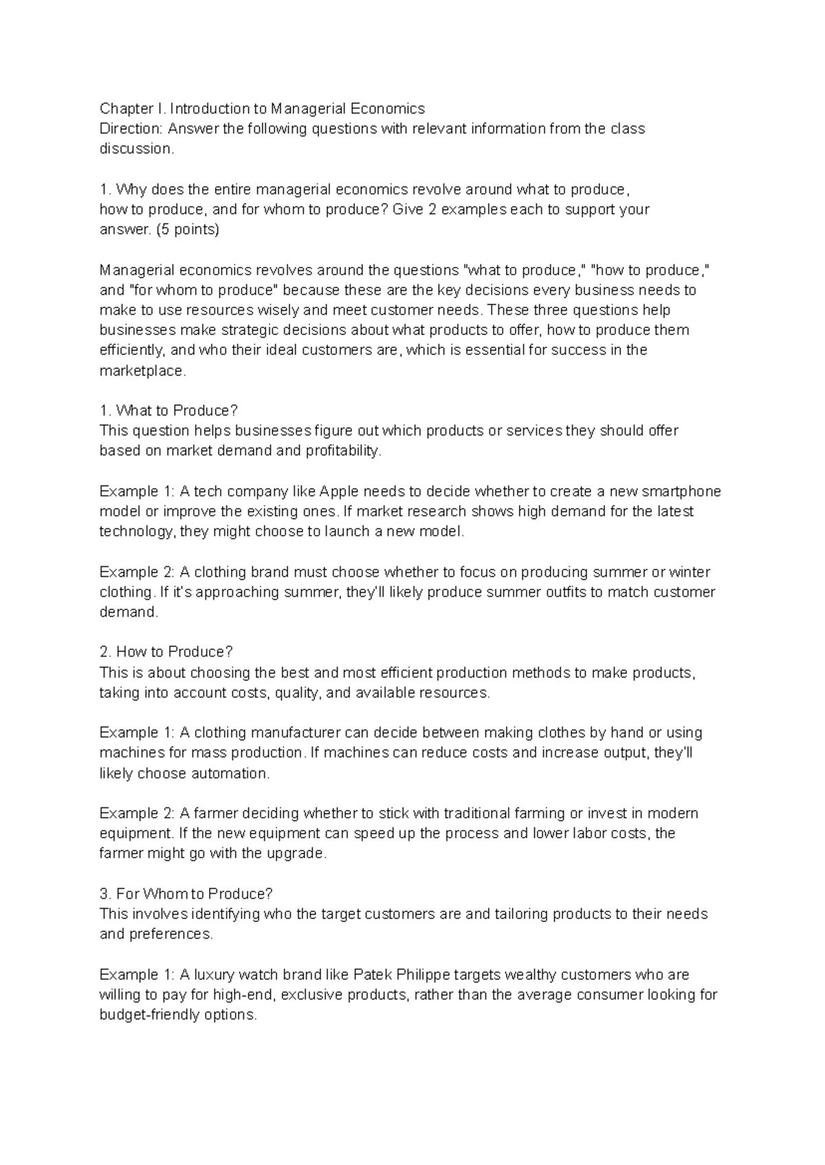 ECO- Activity-1 - activity - Chapter I. Introduction to Managerial ...