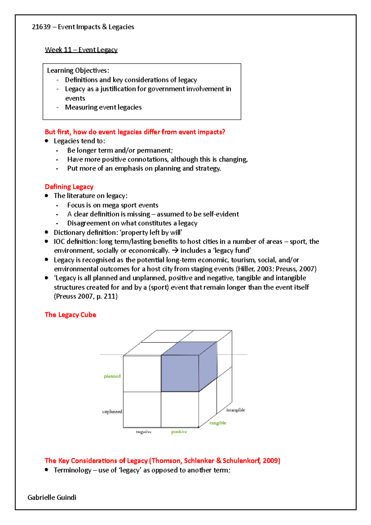 Week 11 – Event Legacy - 21639 – Event Impacts & Legacies Week 11 ...