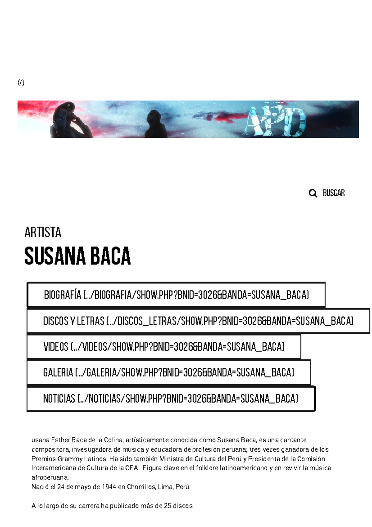 Biografía de Susana Baca - ####### (/) Buscar Artista Susana Baca Biografía - Studocu