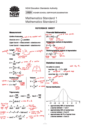 2019 Pittwater High Mathematics Standard 2 Trial - Student Number
