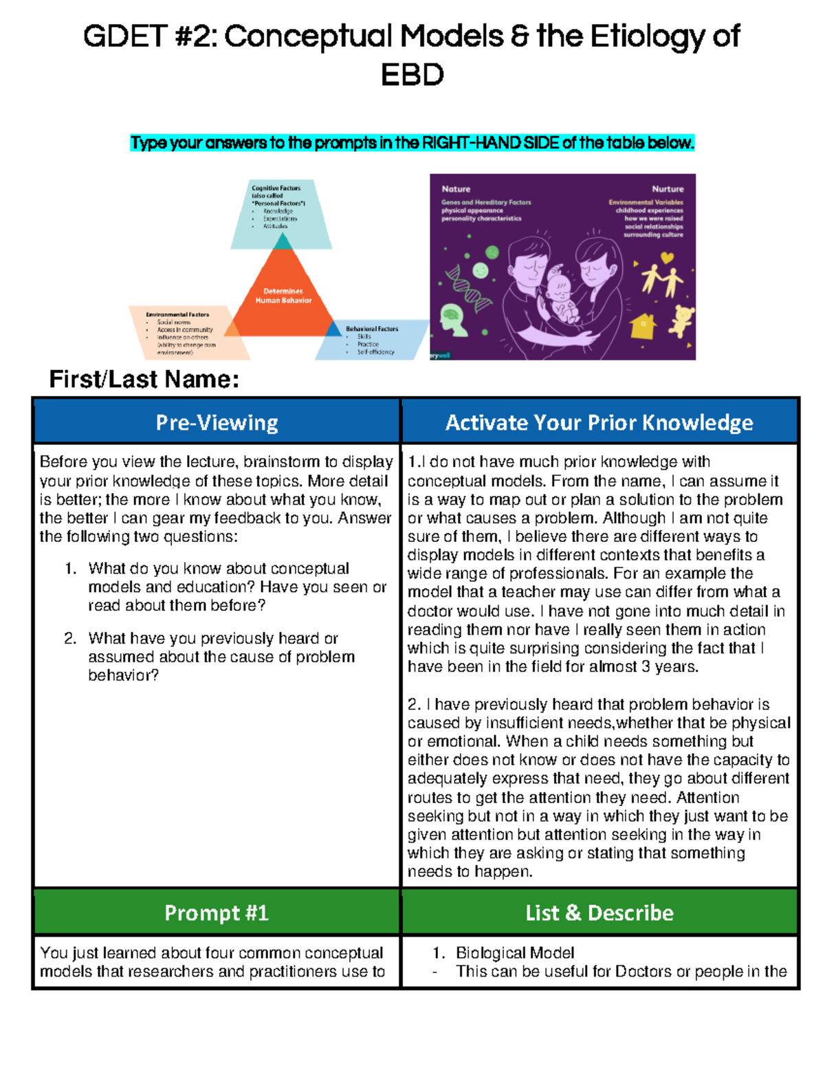 Copy of ESPE369 Spring 2023 GDET #2 (Conceptual Models and the Etiology ...