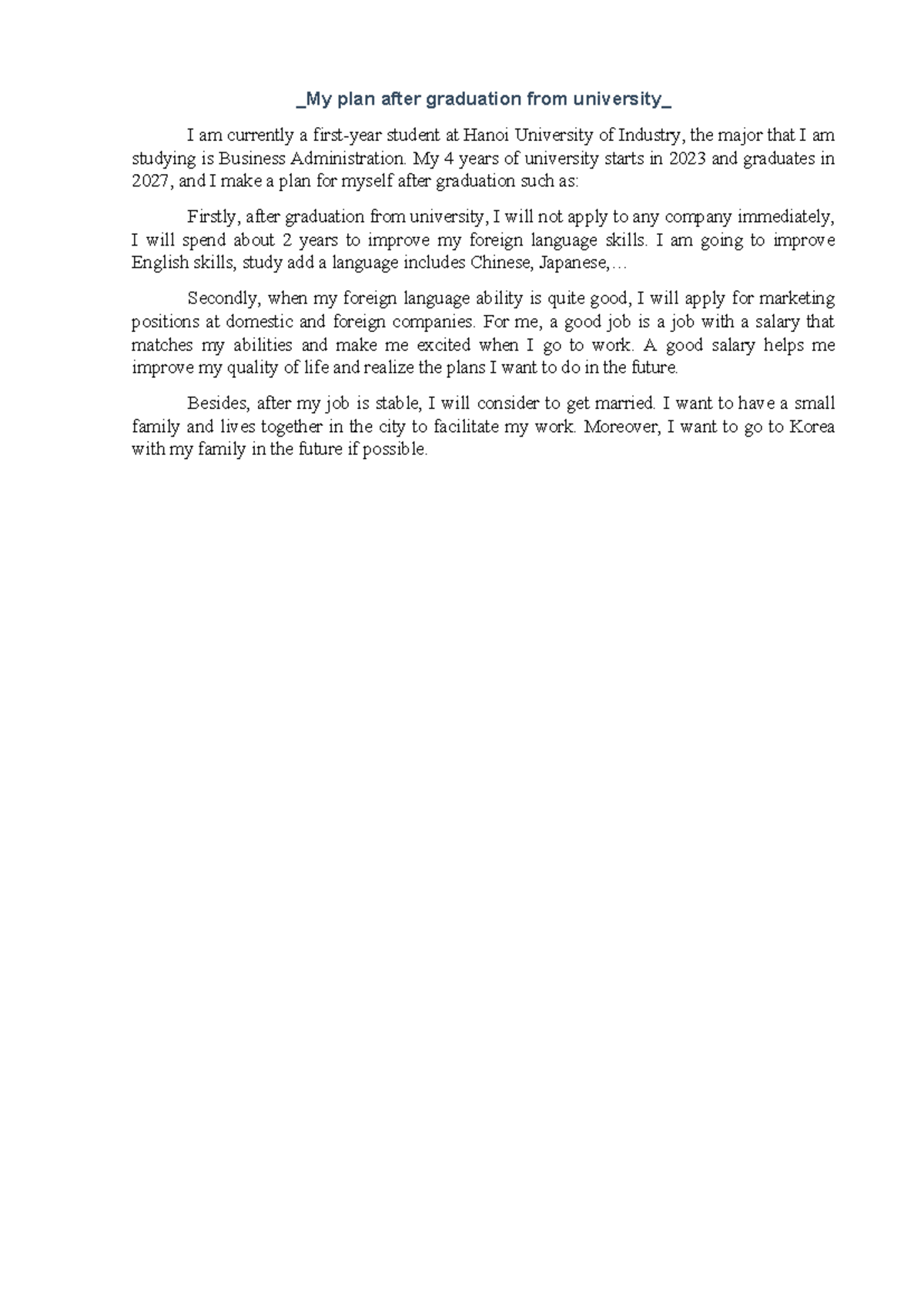 Aftergraduation - unit8 - My plan after graduation from university I am ...