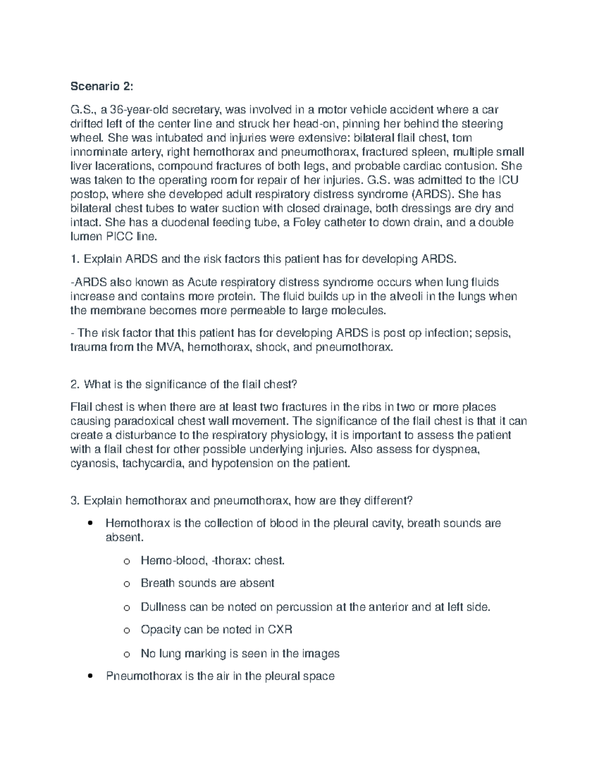 Unit 4 discussion - Medical-Surgical Nursing - Scenario 2: G., a 36 ...