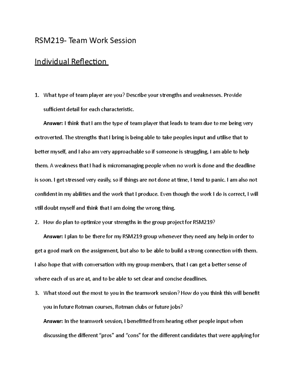 Team+work+-+Individual+Reflection+ - RSM219- Team Work Session ...