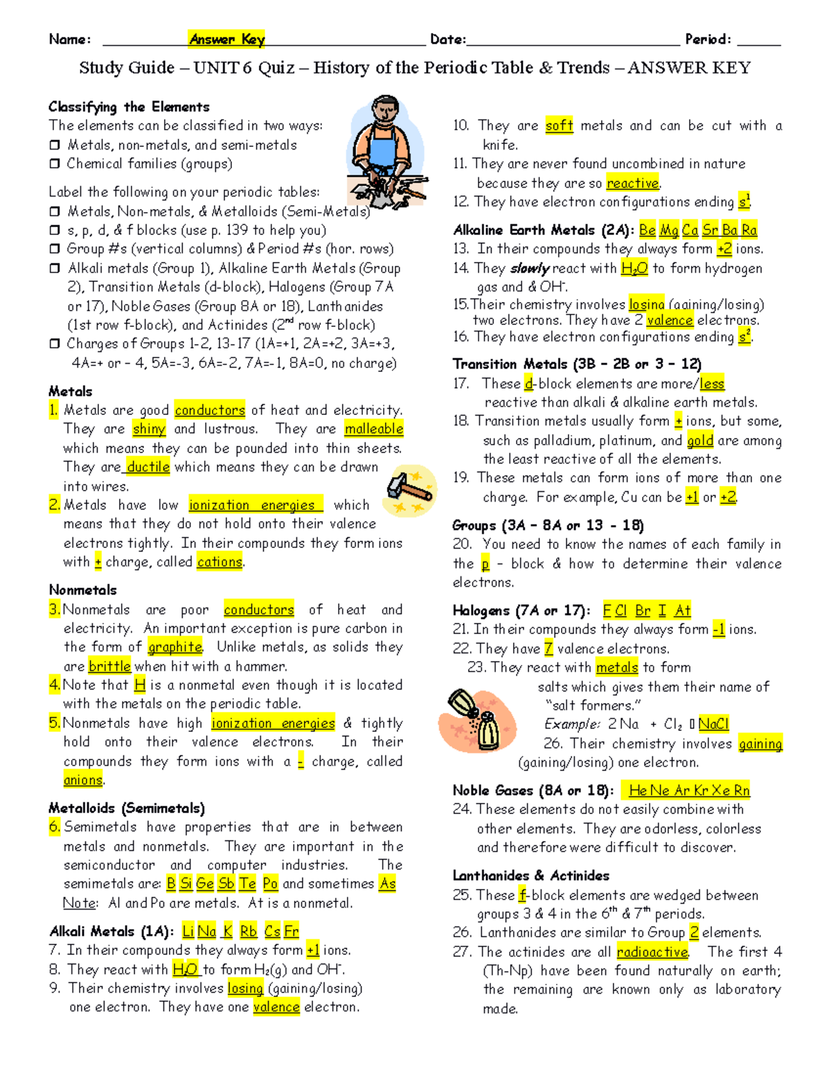 R.Quiz Study Guide. Answerkey - Name: Answer Key_________ Date:_________________________ Period ...