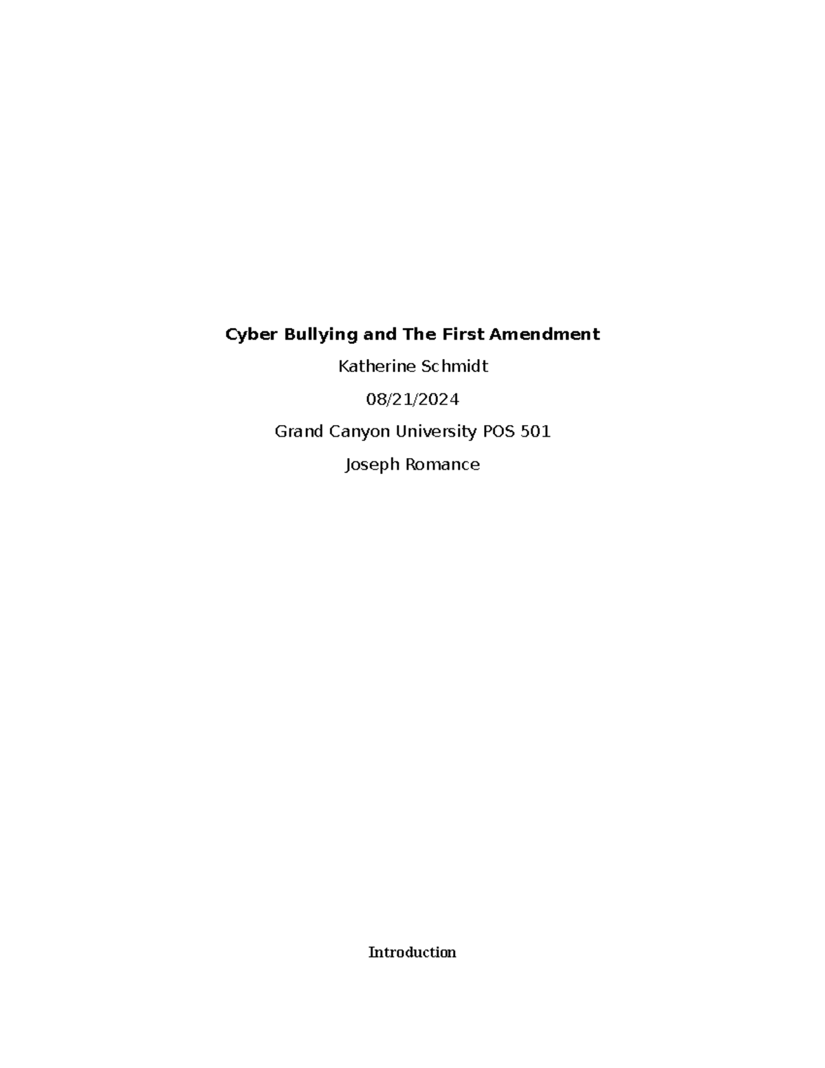 Cyberbullying and the First Amendment - Katherine Schmidt - Cyber ...